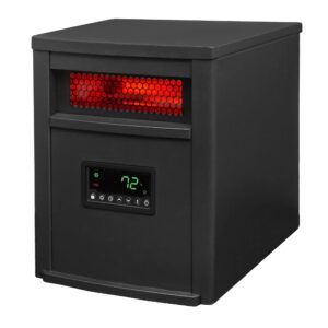 lifesmart infrared quartz space heater, 8 element 1500w portable heater with remote, black