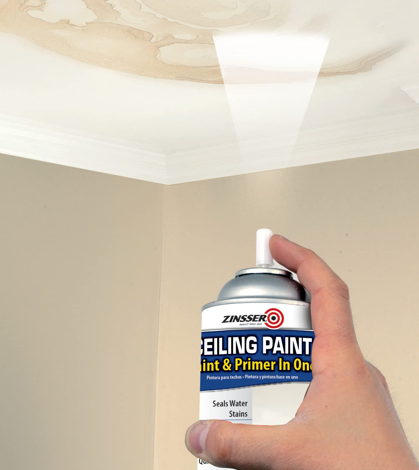 Zinsser Ceiling Acrylic Paint & Primer in One, 13 oz, Flat White