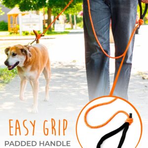 Mighty Paw Rope Dog Leash - Durable Climbing Lead - Reflective Stitching - Comfort Handle - Suitable for All Pet Sizes - Heavy Duty Dog Leash with Carabiner - Long Dog Leash - (6 Feet, Orange)