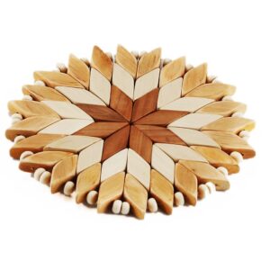 Set of 3 Small Handmade Wooden Trivets for Hot Dishes - Two 6" and one 7"- Coasters and Hot Pads - Great Kitchen Gift Idea - by SPL Woodcraft Ukraine