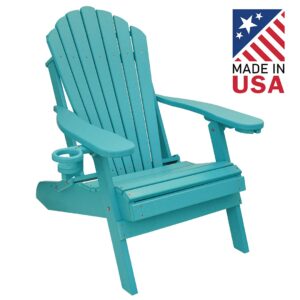 ECCB Outdoor Outer Banks Deluxe Oversized Poly Lumber Folding Adirondack Chair (Aruba Blue)