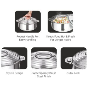 Milton Thermosteel Galaxia Insulated Hotpot Casseroles, Set of 3, Stainless Steel (1000ml, 1500ml, 2500ml)