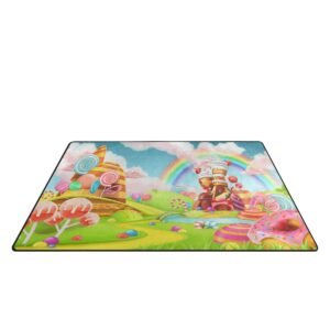 ALAZA My Daily Sweet Candy Land Cartoon Area Rug 20" x 31", Door Mat for Living Room Bedroom Kitchen Bathroom Decorative Lightweight Foam Printed Rug