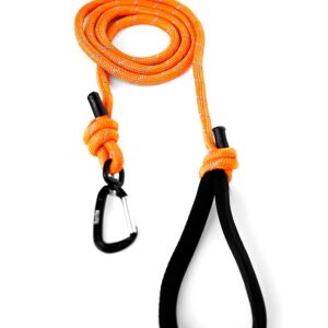 Mighty Paw Rope Dog Leash - Durable Climbing Lead - Reflective Stitching - Comfort Handle - Suitable for All Pet Sizes - Heavy Duty Dog Leash with Carabiner - Long Dog Leash - (6 Feet, Orange)