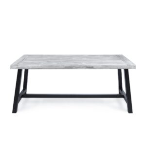 gdfstudio outdoor acacia wood dining table, sandblasted light gray