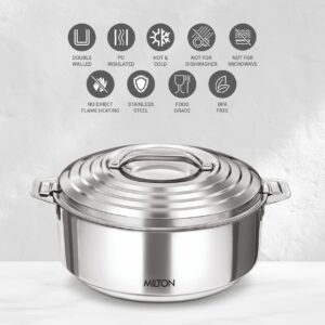 Milton Thermosteel Galaxia Insulated Hotpot Casseroles, Set of 3, Stainless Steel (1000ml, 1500ml, 2500ml)