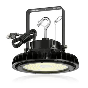 adiding ufo led high bay light 100w 170lm/w bright 100-277v 0-10v dimmable ul dlc listed 17000lm gym ceiling light with 6.56ft cable us plug,hanging hook,u-shaped bracket for barn warehouse workshop