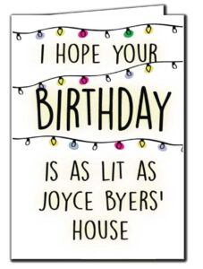 cheeky chops cards birthday card stranger things, joyce byers lit c987 (free p&p), full colour