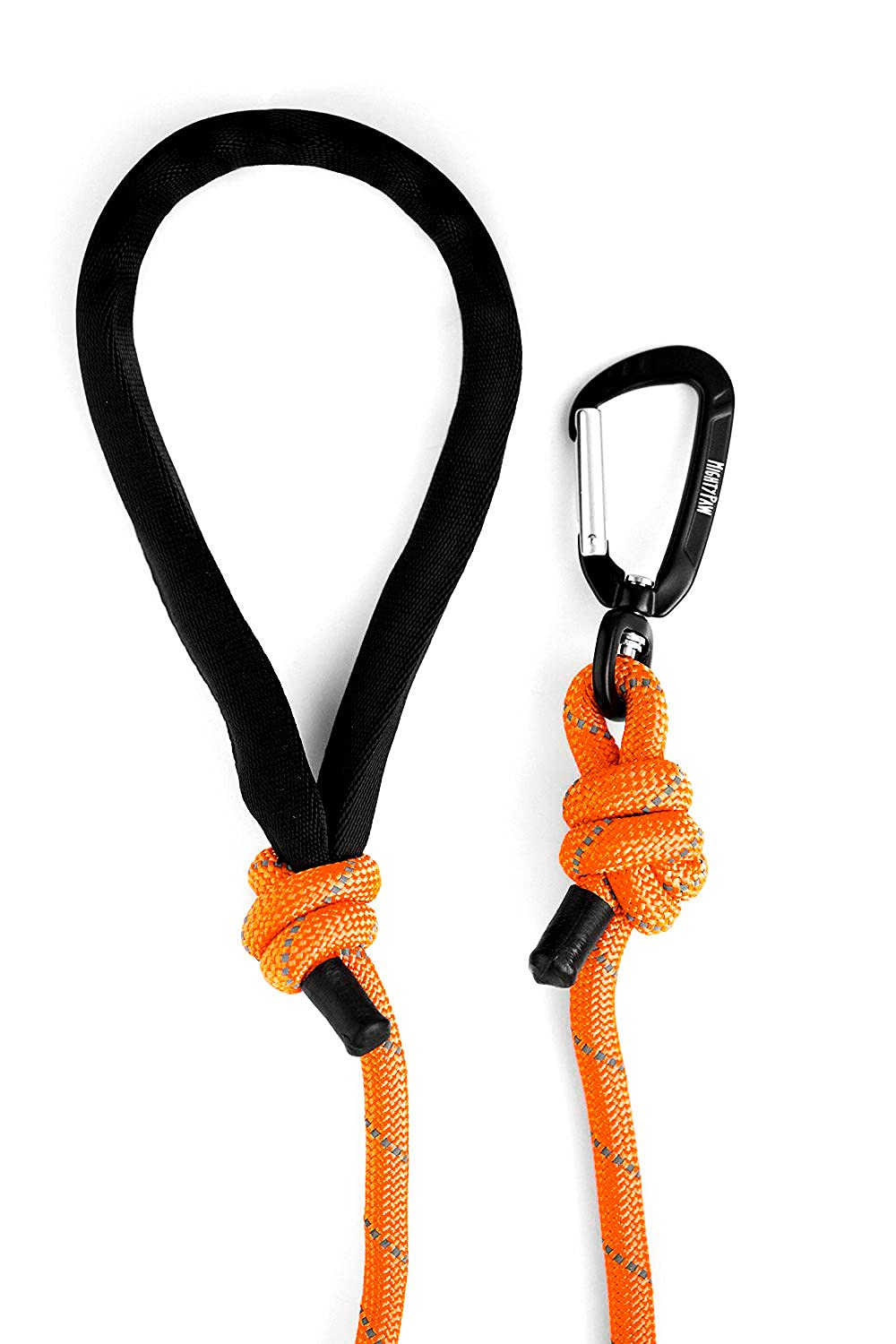 Mighty Paw Rope Dog Leash - Durable Climbing Lead - Reflective Stitching - Comfort Handle - Suitable for All Pet Sizes - Heavy Duty Dog Leash with Carabiner - Long Dog Leash - (6 Feet, Orange)