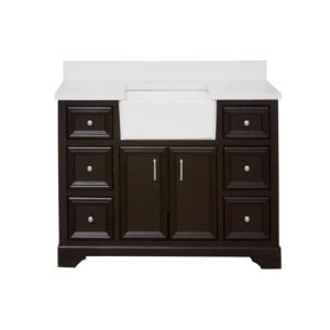 Kitchen Bath Collection Zelda 48-inch Farmhouse Vanity (Quartz/White): Includes White Cabinet with Stunning Quartz Countertop and White Ceramic Farmhouse Apron Sink