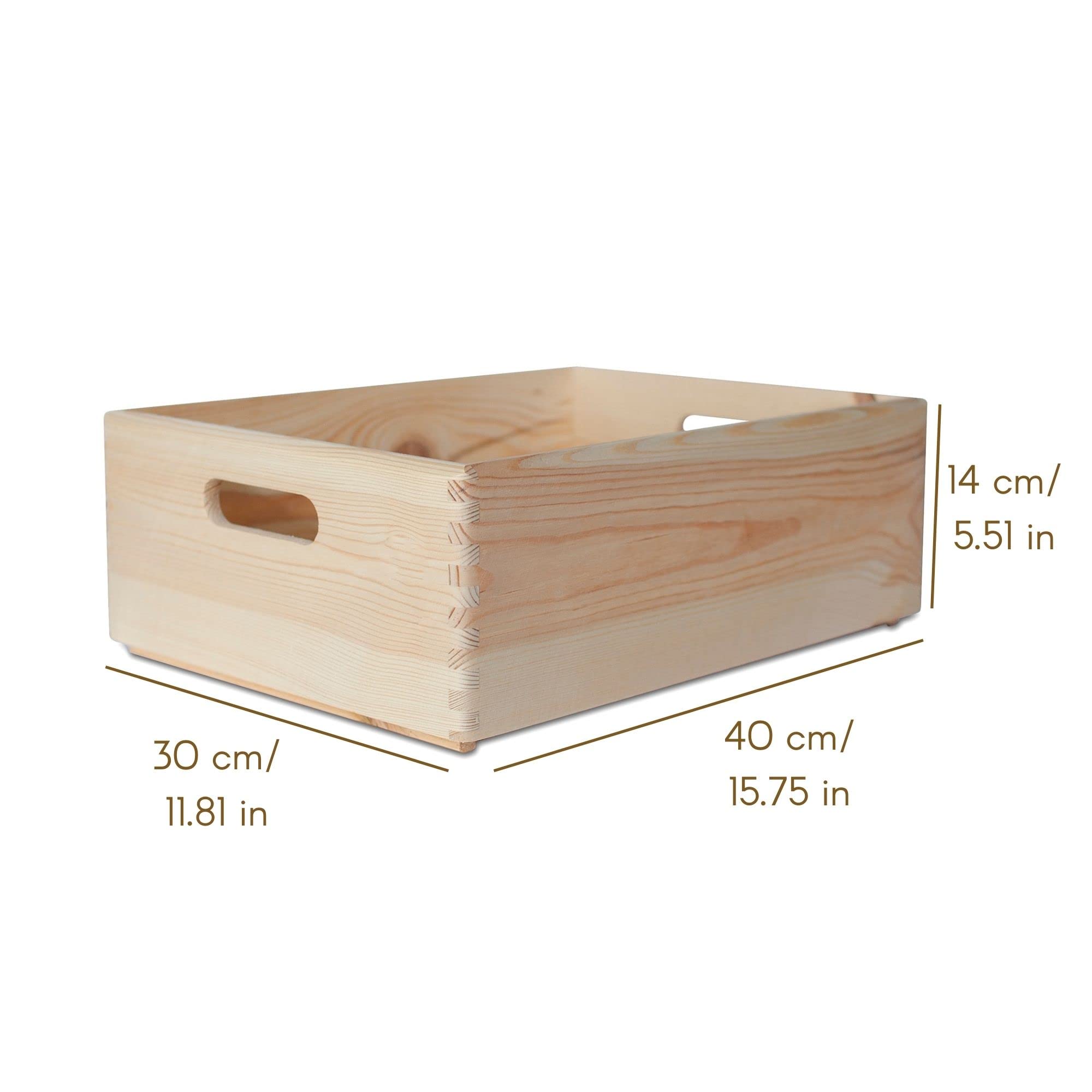 Creative Deco XL Wooden Crate Nesting Crate Handles | 15.74x11.81x5.1in | Large Display Storage Box Multi-Craft Caddy Nesting Crate | Natural Wood Rustic | Plain Unpainted Beige | Country Decor