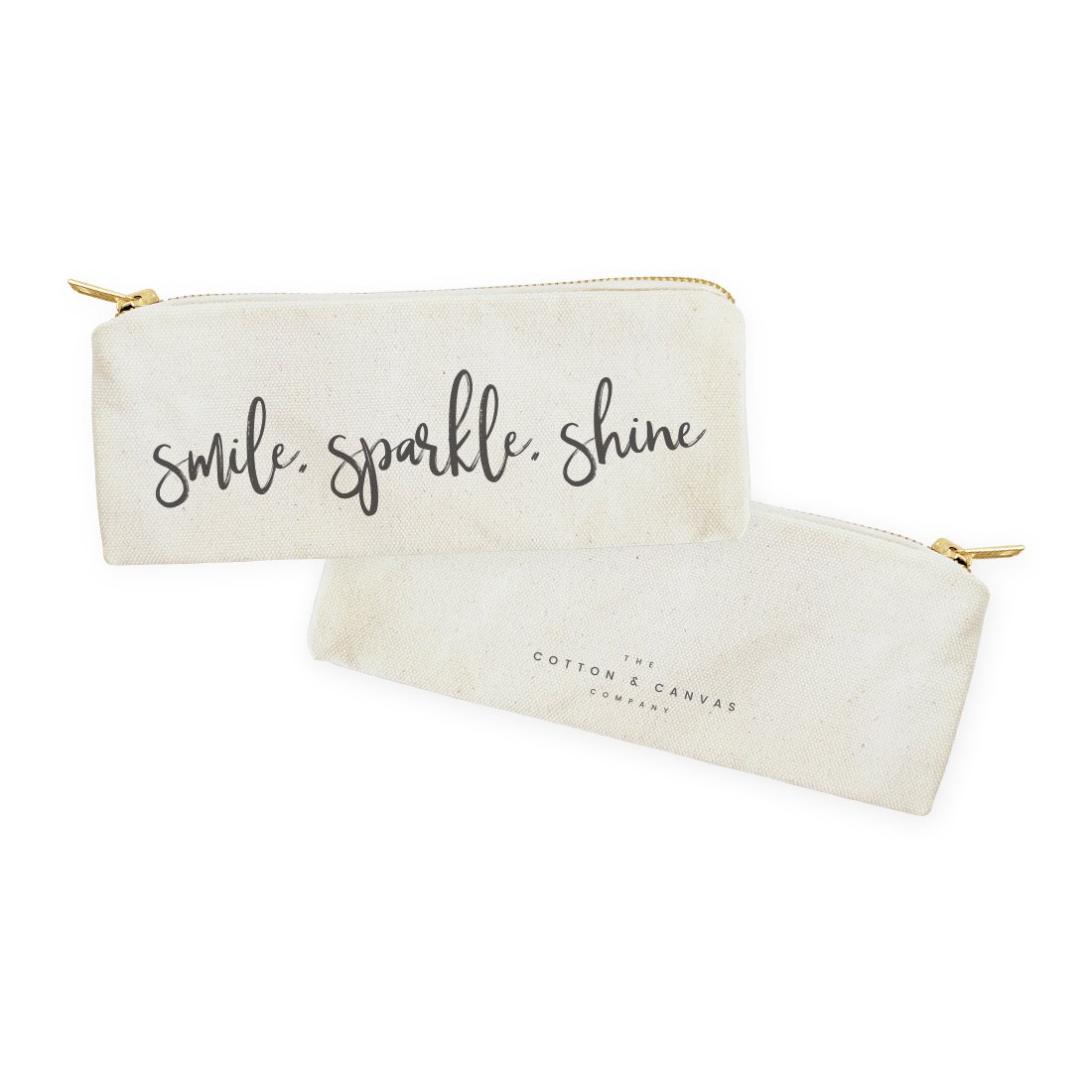 The Cotton & Canvas Co. Smile, Sparkle, Shine Small Cosmetic Case and Travel Pouch for Office and On the Go