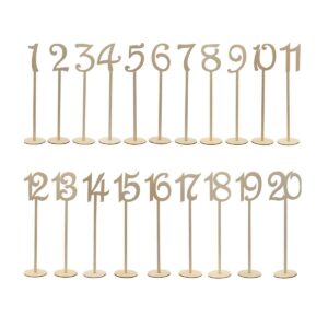 youngine number 1 to 20 wooden table numbers with holder base for wedding banquet party table home birthday decoration (high)