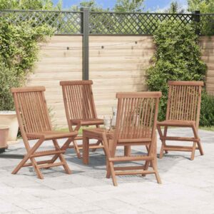 vidaXL - Patio Folding Chairs 4 Pcs/Camping/Garden/Lawn Seating/Table Set - Solid Wood Teak - 18.5"x23.6"x35" - Foldable Design for Home/Office/Café Use