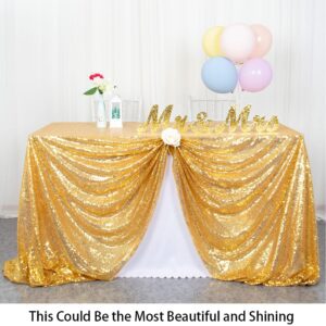 ShiDianYi Gold-50inx72in Rectangular Sequin Tablecloth Popular Bridal Dress Table Cloth,Fashion Tablecloth Overlay