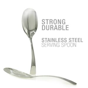 Large Buffet Serving Spoons - MIJIG Set of 2 Custom Designed Mirror-Polished Stainless-Steel Utensil Set for Homes, Hotels & Party Planners – Dinner Flatware Set with Exquisite Packaging