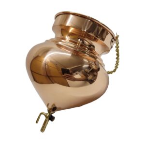 Pure Copper Shirodhara Pot Ayurvedic Equipment with Control Valve and Brass Chain for Panchkarma Abhyanga Sodhana Ayurveda Massage Basti Nasya (Extra Large Shirodhara)