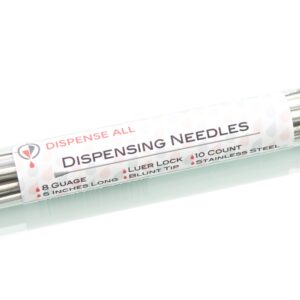 Dispense All - 10 Pack - Dispensing Needle 8G x 5" - Blunt Tip, Luer Lock, All Metal (Stainless Steel)