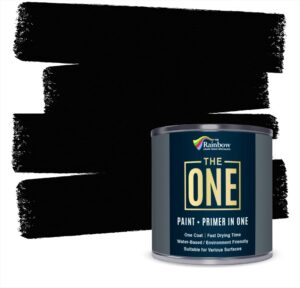 the one paint & primer: most durable all-in-one furniture paint, cabinet paint, front door paint, wall paint, bathroom, kitchen - fast drying craft paint interior/exterior (black, matte, 8.5oz)