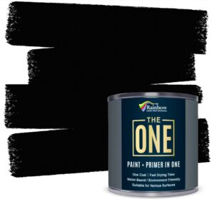 THE ONE Paint & Primer: Most Durable All-in-One Furniture Paint, Cabinet Paint, Front Door Paint, Wall Paint, Bathroom, Kitchen - Fast Drying Craft Paint Interior/Exterior (Black, Matte, 8.5oz)