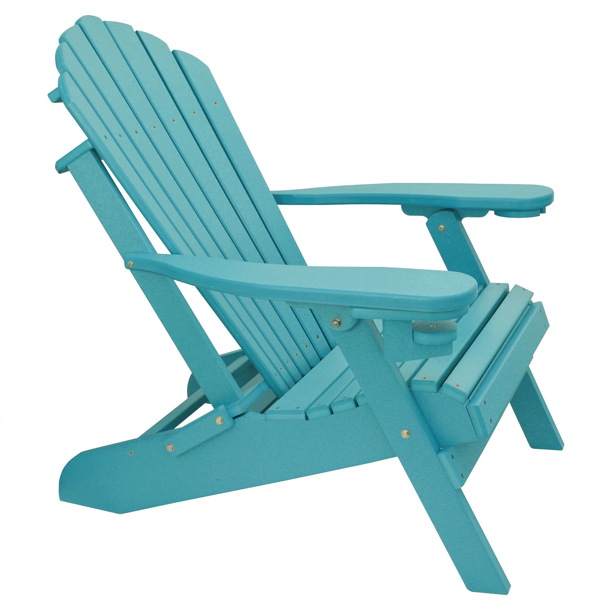 ECCB Outdoor Outer Banks Deluxe Oversized Poly Lumber Folding Adirondack Chair (Aruba Blue)