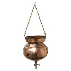 pure copper shirodhara pot ayurvedic equipment with control valve and brass chain for panchkarma abhyanga sodhana ayurveda massage basti nasya (extra large shirodhara)