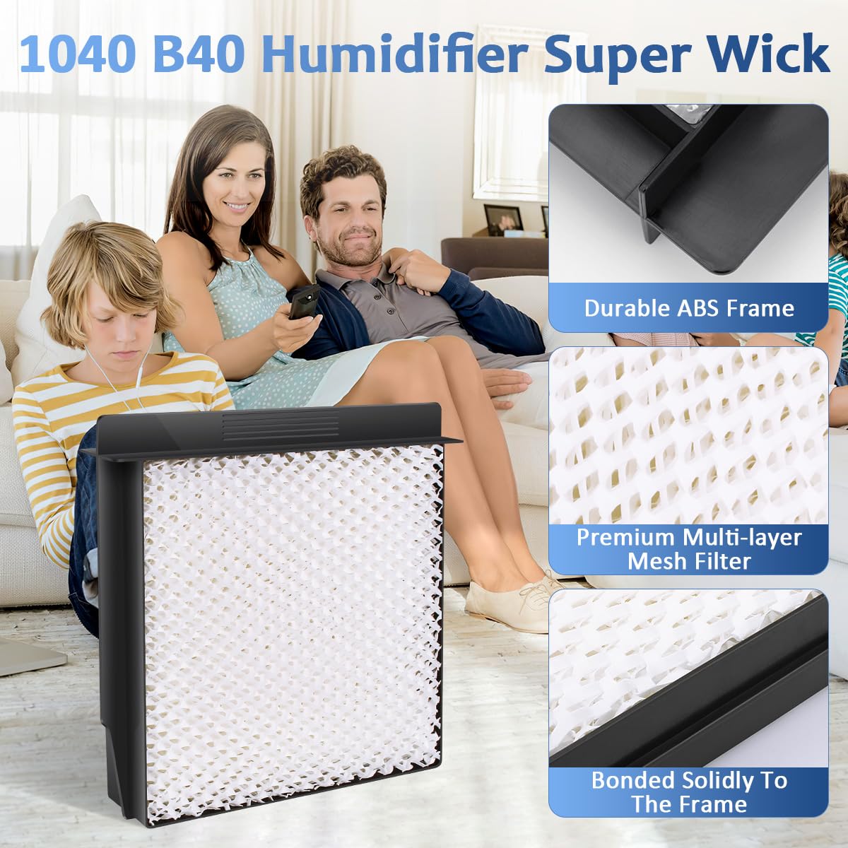 1040 Replacement Wick for B40 B40-C Humidifier Wick Filter, Replaces Models 3D6100 5D6700 76D100 CM330ABLK CM330AWHT CM330DBLK CM330DWHT D46720 E35000 E27000 MA0300 MA0500-2 Pack