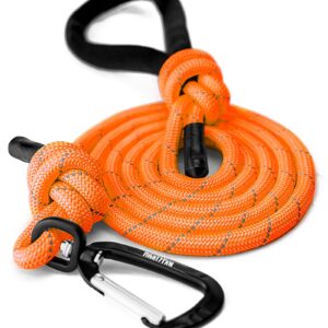 Mighty Paw Rope Dog Leash - Durable Climbing Lead - Reflective Stitching - Comfort Handle - Suitable for All Pet Sizes - Heavy Duty Dog Leash with Carabiner - Long Dog Leash - (6 Feet, Orange)