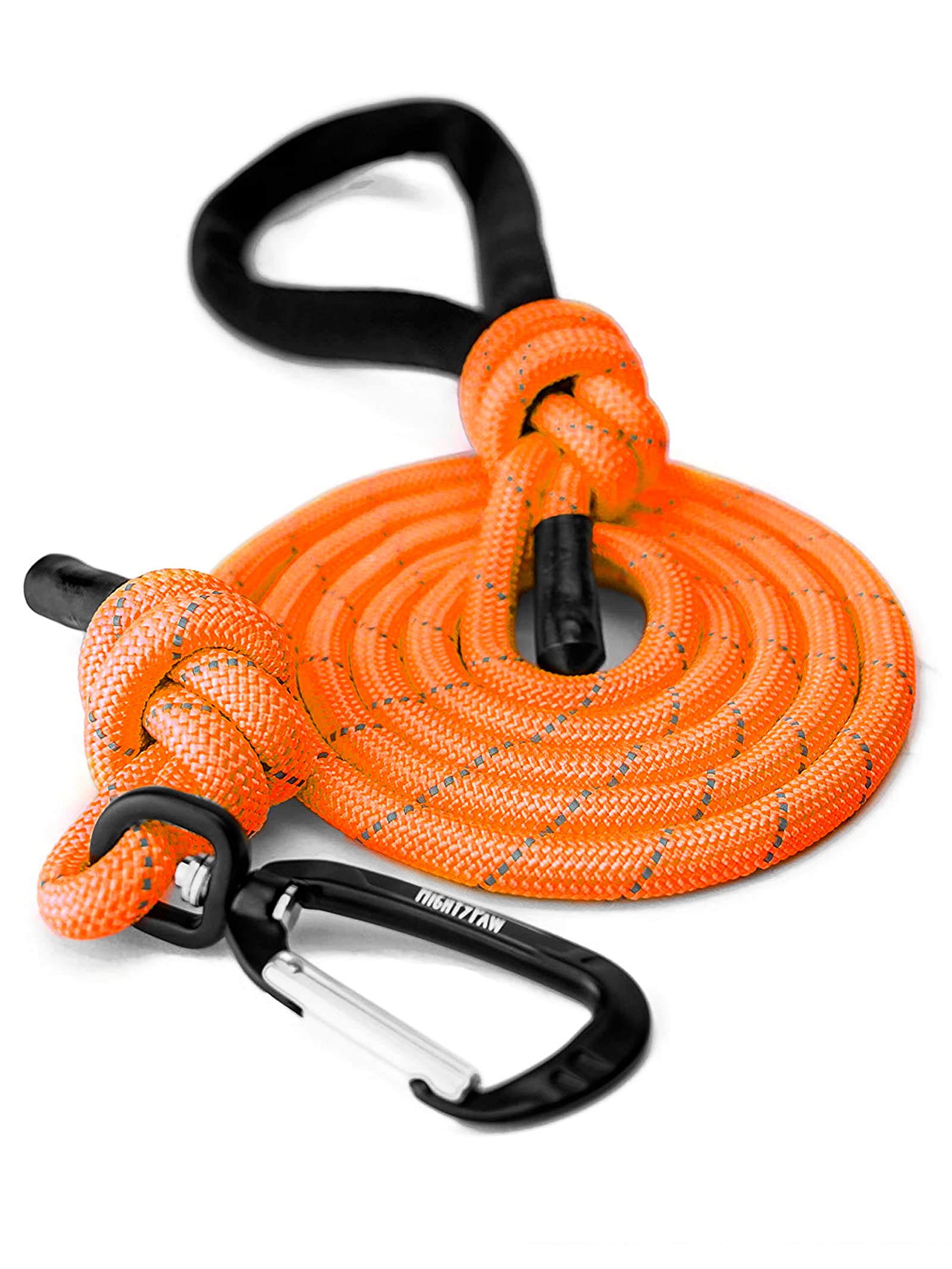 Mighty Paw Rope Dog Leash - Durable Climbing Lead - Reflective Stitching - Comfort Handle - Suitable for All Pet Sizes - Heavy Duty Dog Leash with Carabiner - Long Dog Leash - (6 Feet, Orange)