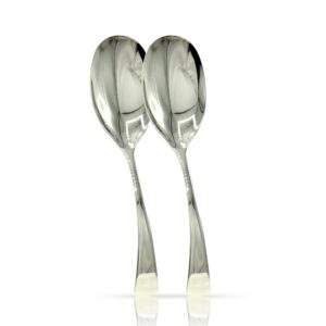 large buffet serving spoons - mijig set of 2 custom designed mirror-polished stainless-steel utensil set for homes, hotels & party planners – dinner flatware set with exquisite packaging