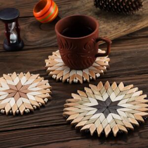 Set of 3 Small Handmade Wooden Trivets for Hot Dishes - Two 6" and one 7"- Coasters and Hot Pads - Great Kitchen Gift Idea - by SPL Woodcraft Ukraine