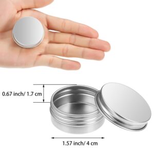 1/2 oz Metal Tins with Lids Mini Tin Containers Aluminum Small Round Tin Cans Silver Screw Top(24 Pack)