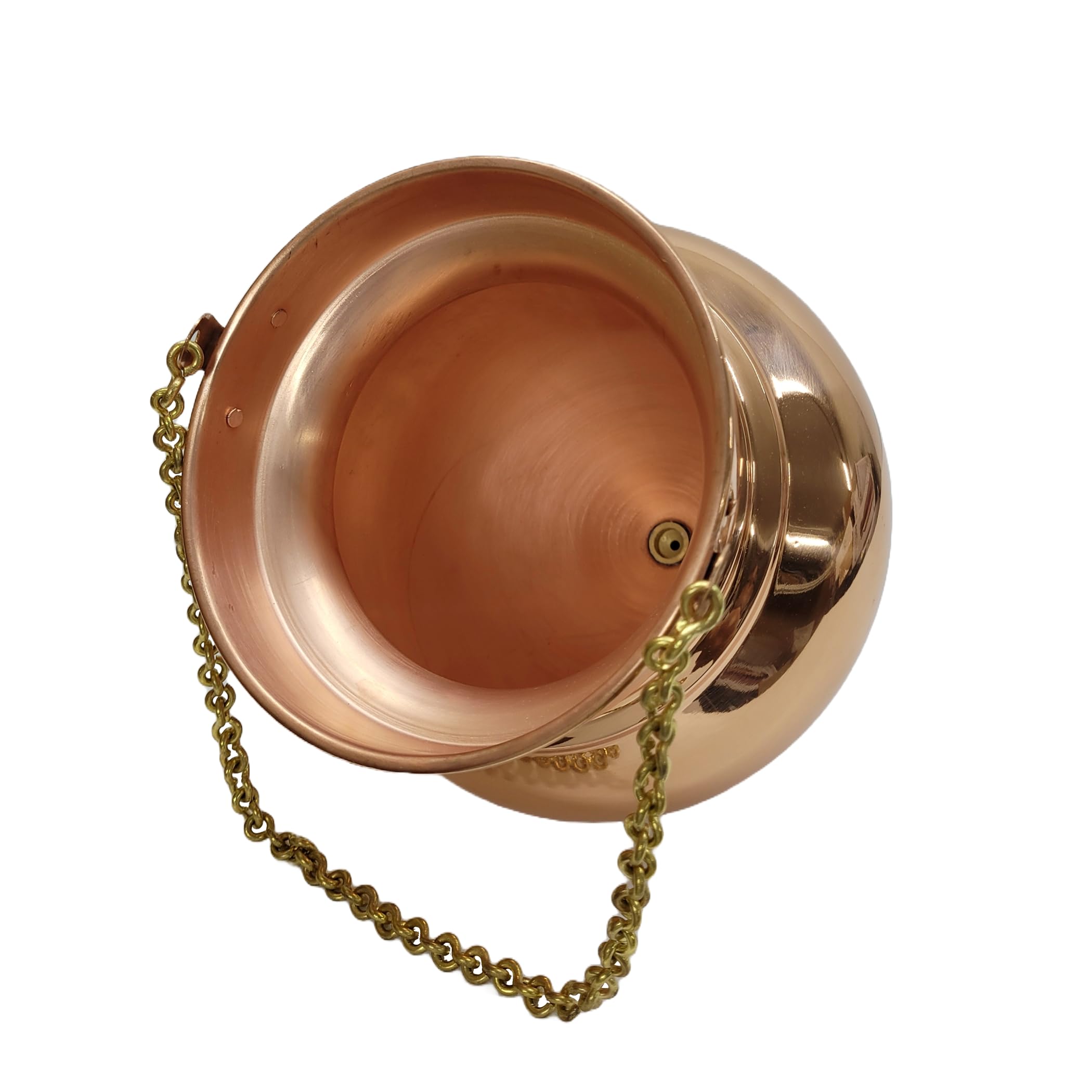 Pure Copper Shirodhara Pot Ayurvedic Equipment with Control Valve and Brass Chain for Panchkarma Abhyanga Sodhana Ayurveda Massage Basti Nasya (Extra Large Shirodhara)