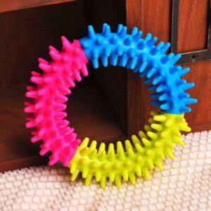 shuohu dog's thorn ring chew toy rubber spiny multicolor circle non-toxic dental healthy training toys