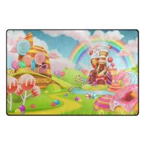 alaza my daily sweet candy land cartoon area rug 20" x 31", door mat for living room bedroom kitchen bathroom decorative lightweight foam printed rug