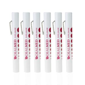 dealmed conventional light penlights – 6 penlights with pupil gauge, white penlight flashlights, perfect for first aid kits