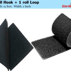 Self-Adhesive Hook and Loop Tape - 15ft x 2 inch Wide - Heavy Duty Sticky Back Tape Fastener - Double Roll with Adhesive Backing - Cut to Size Strips