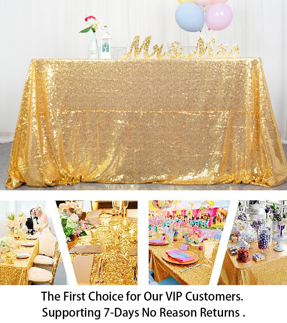 ShiDianYi Gold-50inx72in Rectangular Sequin Tablecloth Popular Bridal Dress Table Cloth,Fashion Tablecloth Overlay