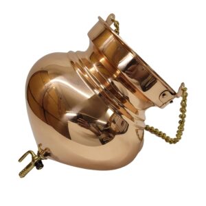 Pure Copper Shirodhara Pot Ayurvedic Equipment with Control Valve and Brass Chain for Panchkarma Abhyanga Sodhana Ayurveda Massage Basti Nasya (Extra Large Shirodhara)