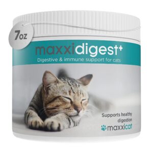 maxxipaws maxxidigest+ probiotic & prebiotic powder supplement - digestive & immune support for cats, 7oz