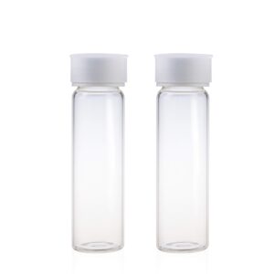 alwsci borosilicate clear glass 40 ml epa toc screw neck vial with white pp screw cap, center hole, ptfe silicone liner, ultra-clean, case of 72