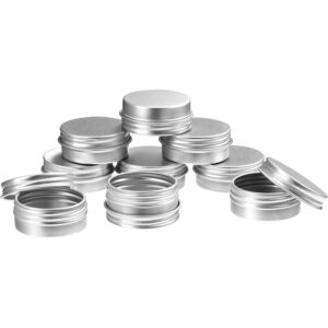 1/2 oz Metal Tins with Lids Mini Tin Containers Aluminum Small Round Tin Cans Silver Screw Top(24 Pack)