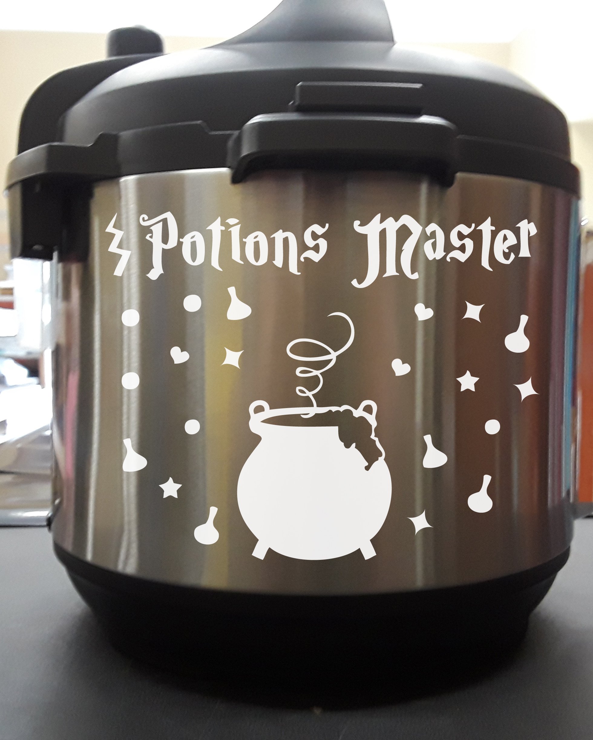 Potions Master Wizard Cauldron White Vinyl Decal Sticker for Pressure Cooker