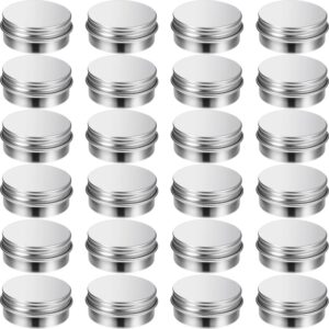 1/2 oz metal tins with lids mini tin containers aluminum small round tin cans silver screw top(24 pack)