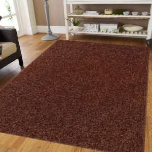 Home Queen Solid Color Custom Size Runner Area Rug Chocolate, 4' x 8', Stain Resistant, Living Room, Pet-Friendly and Stylish, Machine-Made, Wedding Occasions