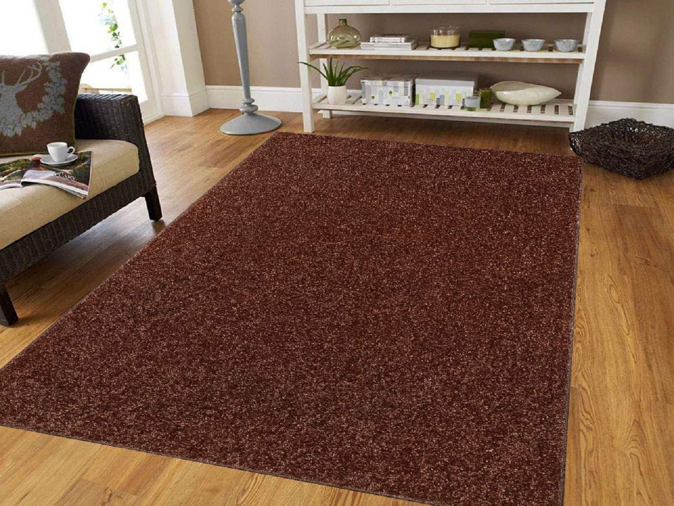 Home Queen Solid Color Custom Size Runner Area Rug Chocolate, 4' x 8', Stain Resistant, Living Room, Pet-Friendly and Stylish, Machine-Made, Wedding Occasions