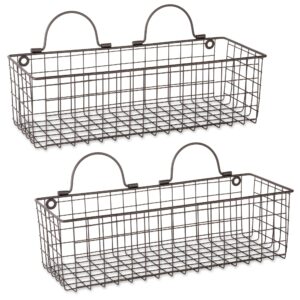 dii farmhouse vintage décor, wire wall basket, medium, bronze, 2 piece