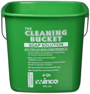 winco ppl-6g cleaning bucket, 6-quart, green soap solution (set of 2)