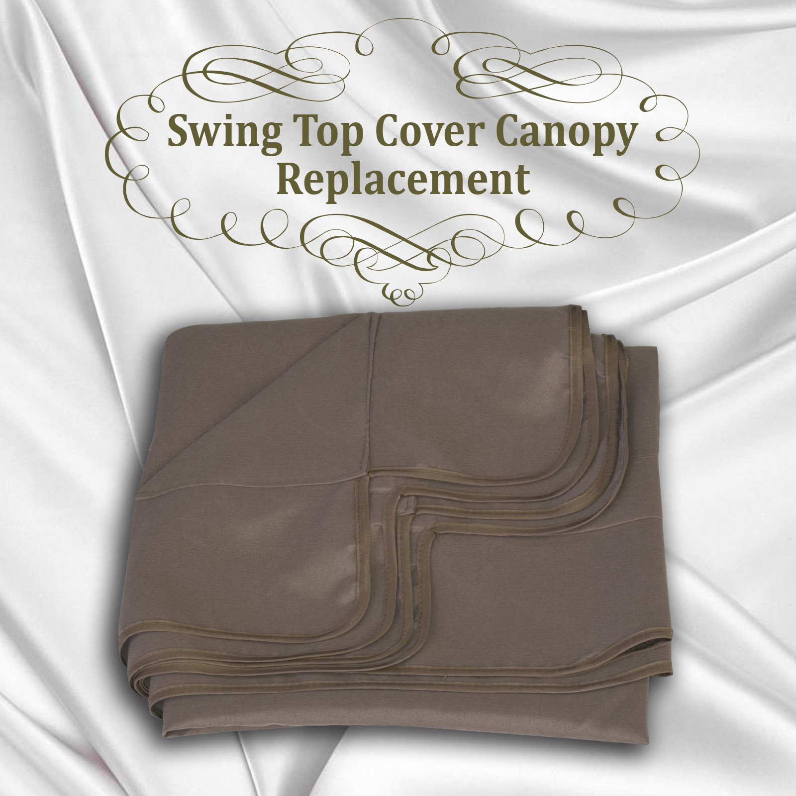 BenefitUSA Canopy ONLY Outdoor Patio Swing Canopy Replacement Porch Top Cover for Seat Furniture (65"x45", Taupe)