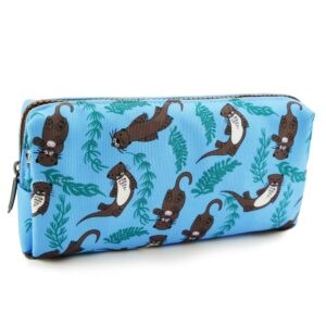 lpakin cute otter canvas pencil case canvas pen bag pouch gadget stationary case makeup cosmetic bag kawaii box